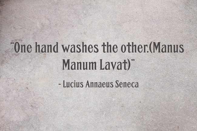 “One hand washes the other.(Manus Manum Lavat)” - Quozio
