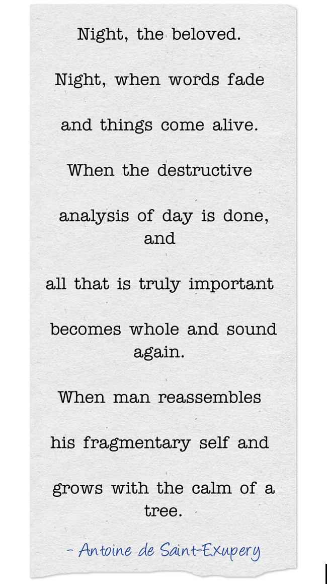 Night, the beloved. Night, when words fade and things come - Quozio