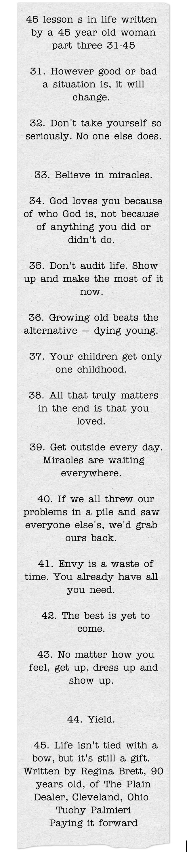 45 lesson s in life written by a 45 year old woman part - Quozio