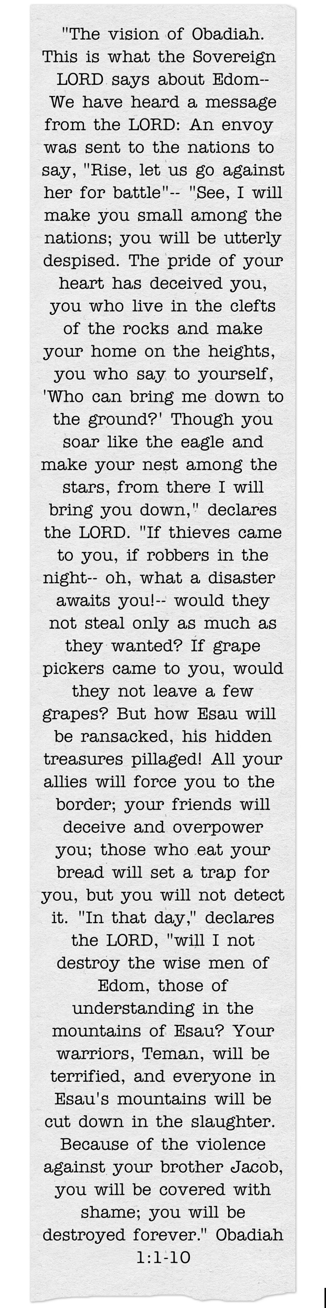 "The vision of Obadiah. This is what the Sovereign LORD - Quozio