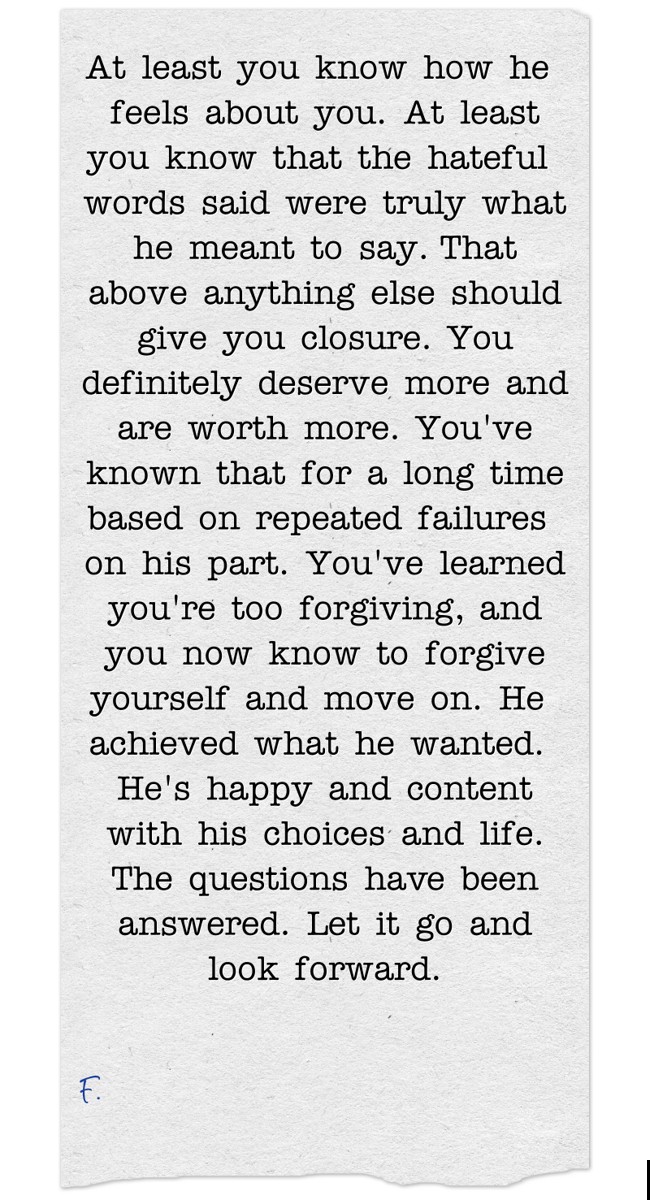 At least you know how he feels about you. At least you know - Quozio