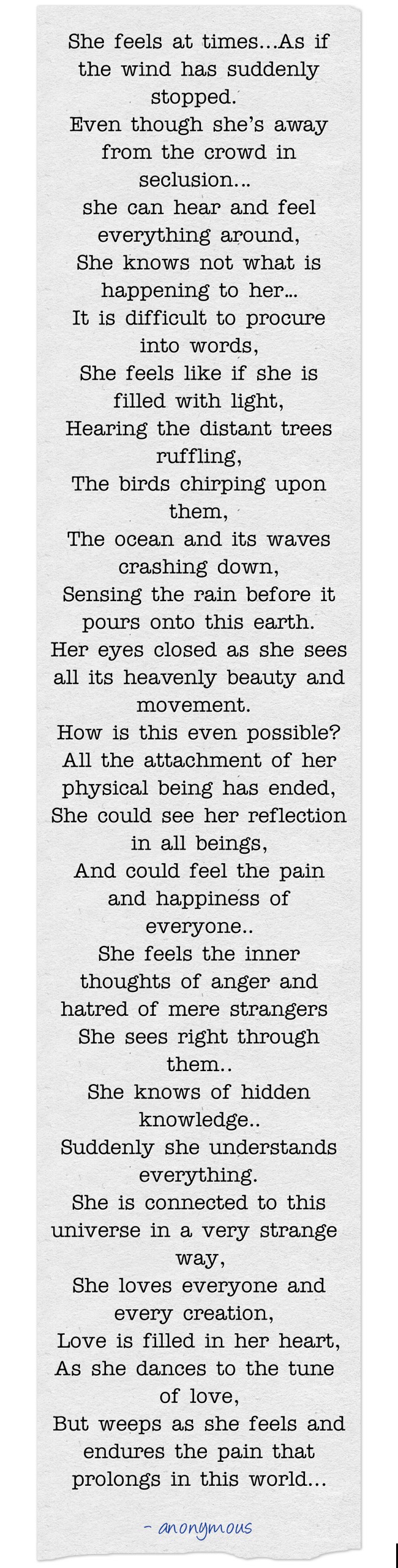 She feels at times…As if the wind has suddenly stopped. - Quozio