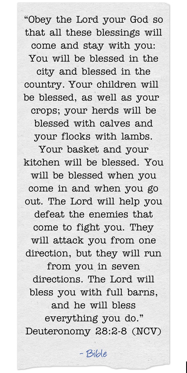 “Obey the Lord your God so that all these blessings will - Quozio