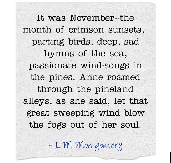 It was November--the month of crimson sunsets, parting - Quozio