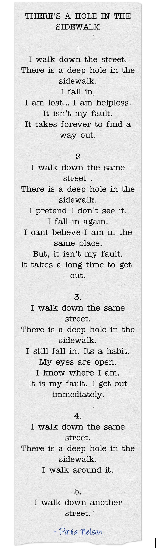 THERE'S A HOLE IN THE SIDEWALK 1 I walk down the street. - Quozio