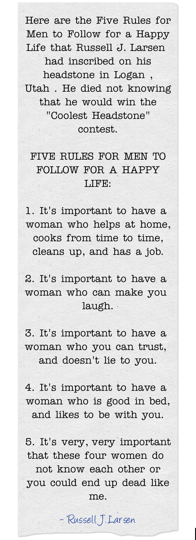 Here are the Five Rules for Men to Follow for a Happy Life - Quozio
