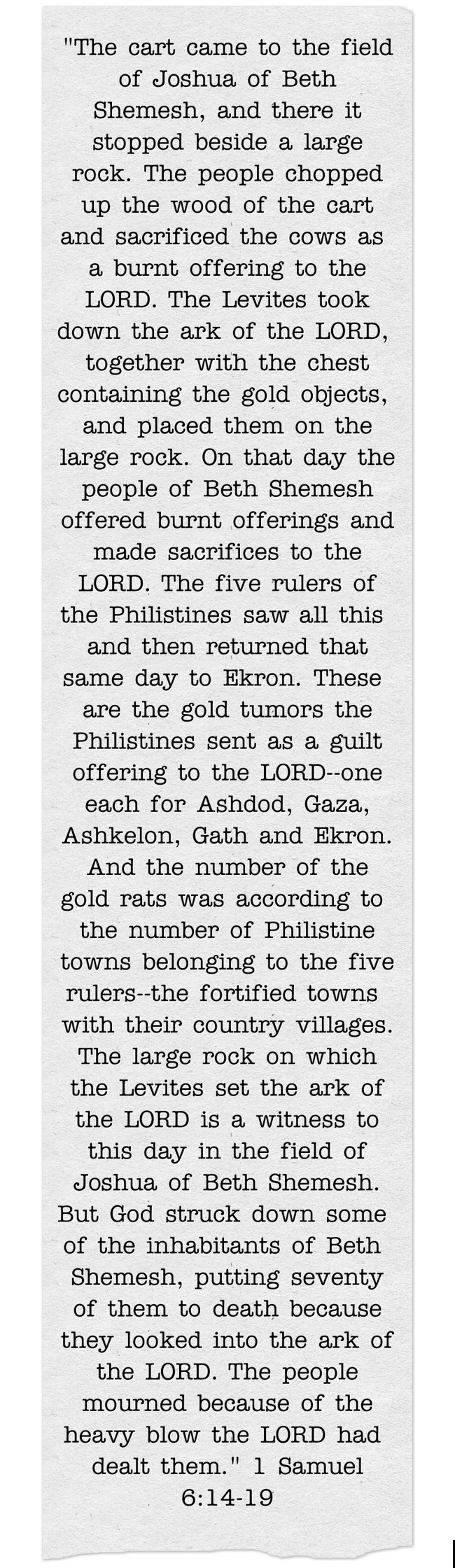 "The cart came to the field of Joshua of Beth Shemesh, and - Quozio