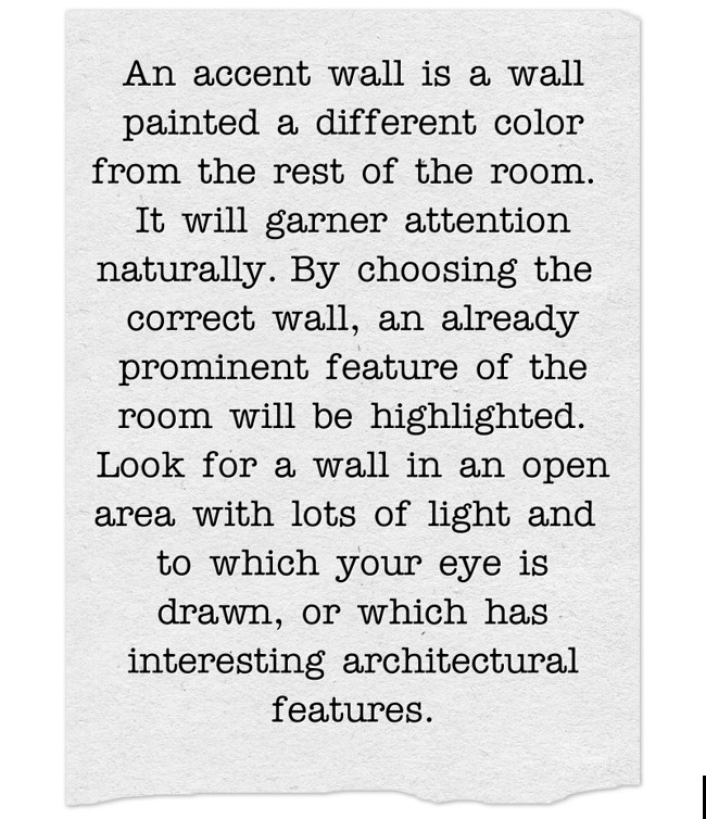 An accent wall is a wall painted a different color from the - Quozio