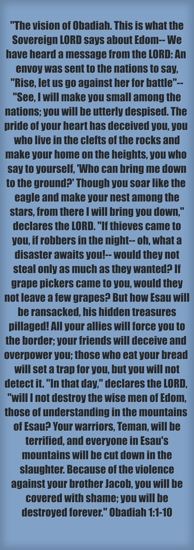 "The vision of Obadiah. This is what the Sovereign LORD - Quozio