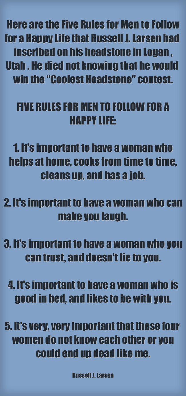 Here are the Five Rules for Men to Follow for a Happy Life - Quozio
