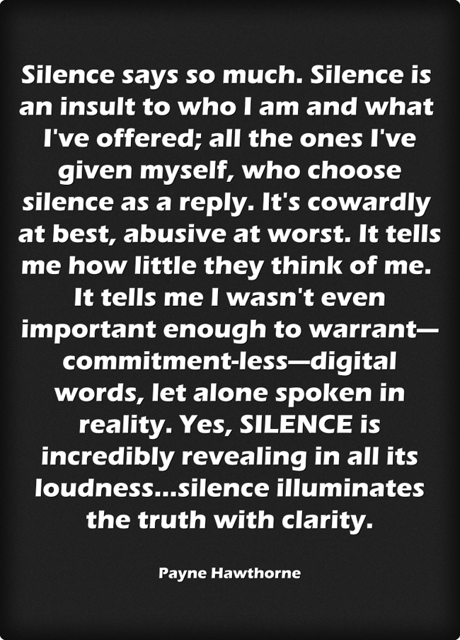 Silence says so much. Silence is an insult to who I am and - Quozio