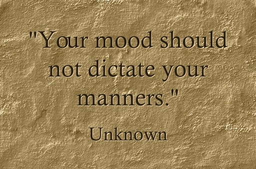 "Your mood should not dictate your manners." - Quozio