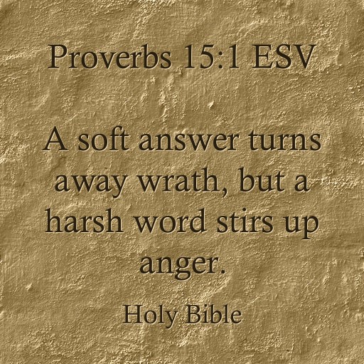 Proverbs 15:1 ESV A soft answer turns away wrath, but a - Quozio
