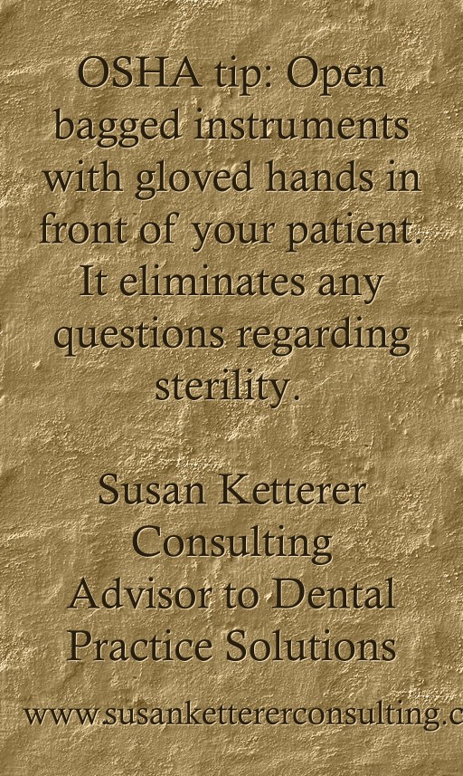 OSHA tip: Open bagged instruments with gloved hands in - Quozio