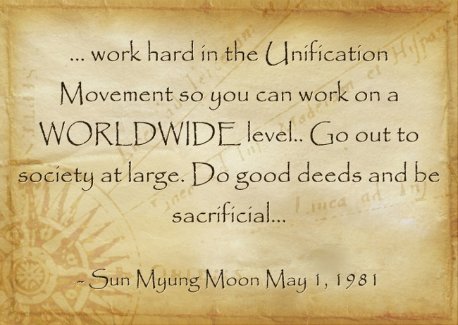 work hard in the Unification Movement so you can work - Quozio
