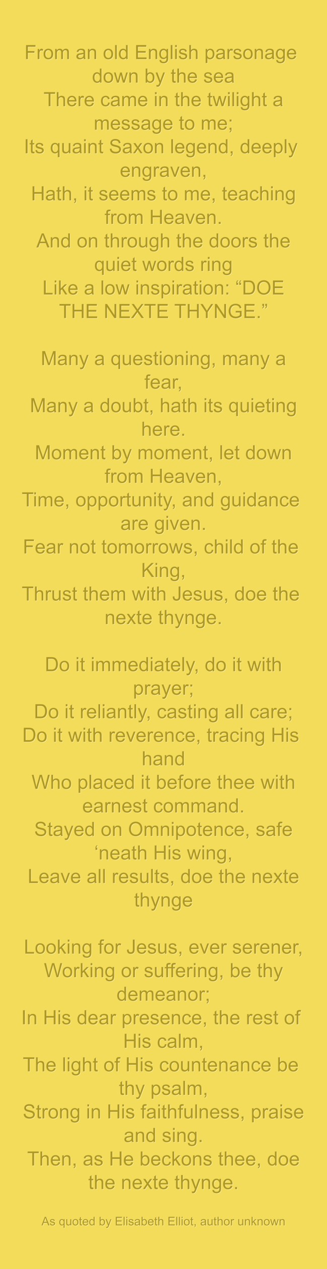 From an old English parsonage down by the sea There came in - Quozio