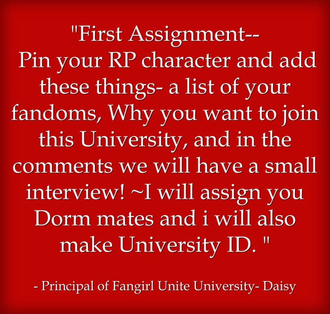 "First Assignment-- Pin your RP character and add these - Quozio