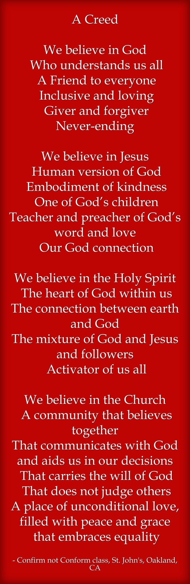 A Creed We believe in God Who understands us all A Friend - Quozio