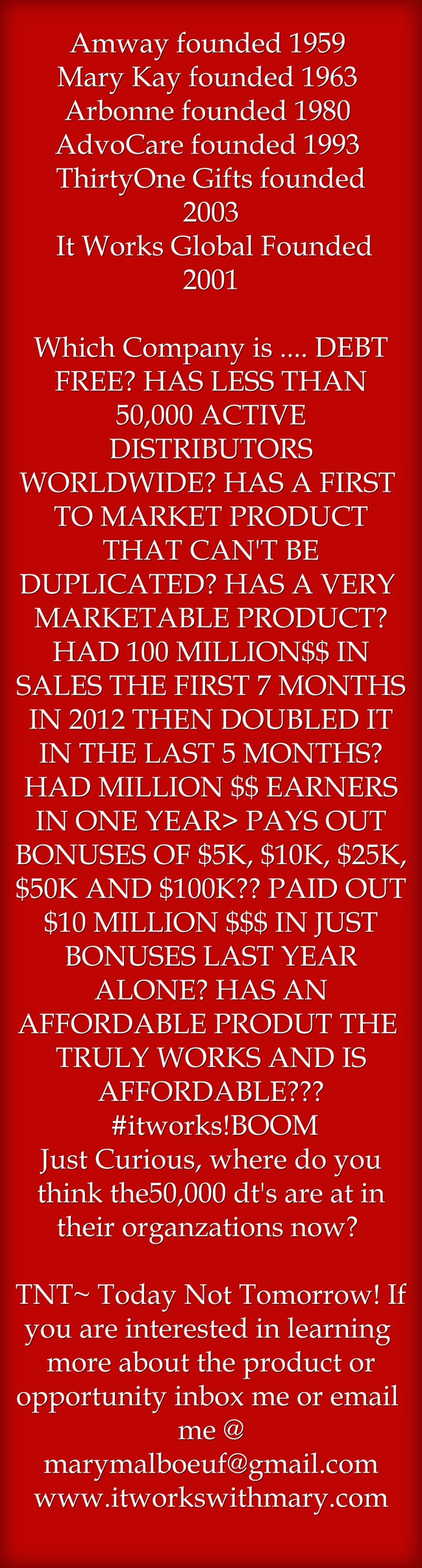 Amway founded 1959 Mary Kay founded 1963 Arbonne founded - Quozio