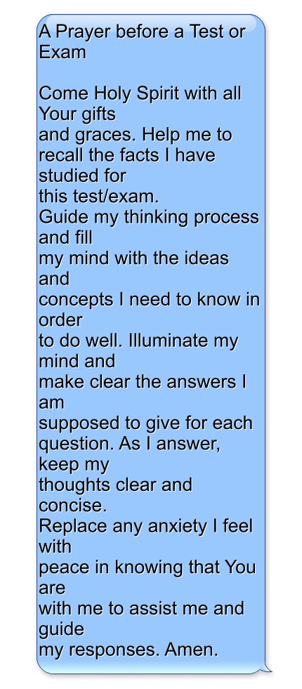 A Prayer before a Test or Exam Come Holy Spirit with all - Quozio