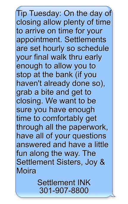 Tip Tuesday: On the day of closing allow plenty of time to - Quozio