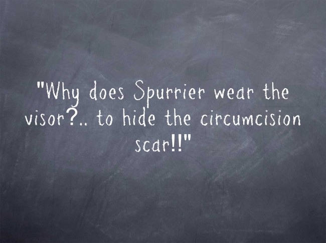 "Why does Spurrier wear the visor?.. to hide the - Quozio