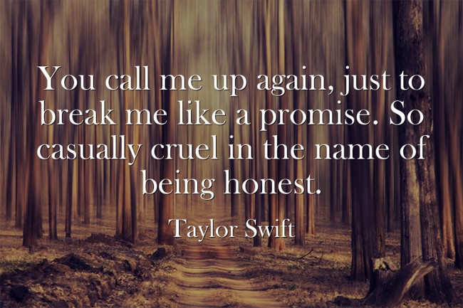 You call me up again, just to break me like a promise. So - Quozio