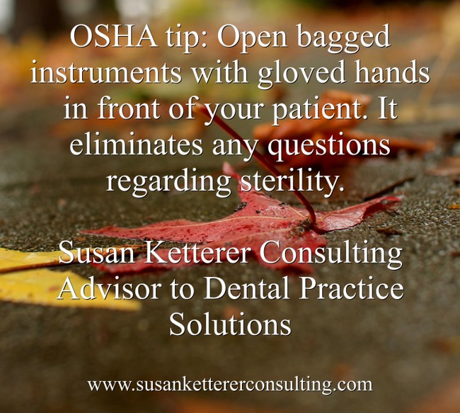 OSHA tip: Open bagged instruments with gloved hands in - Quozio