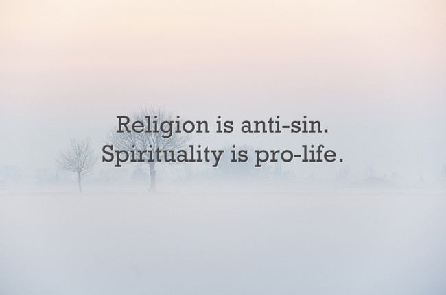 Religion is anti-sin. Spirituality is pro-life. - Quozio