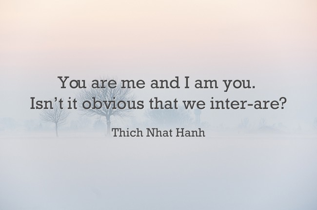 You are me and I am you. Isn’t it obvious that we inter-are? - Quozio