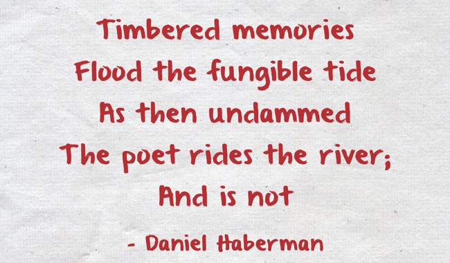 Timbered memories Flood the fungible tide As then undammed - Quozio