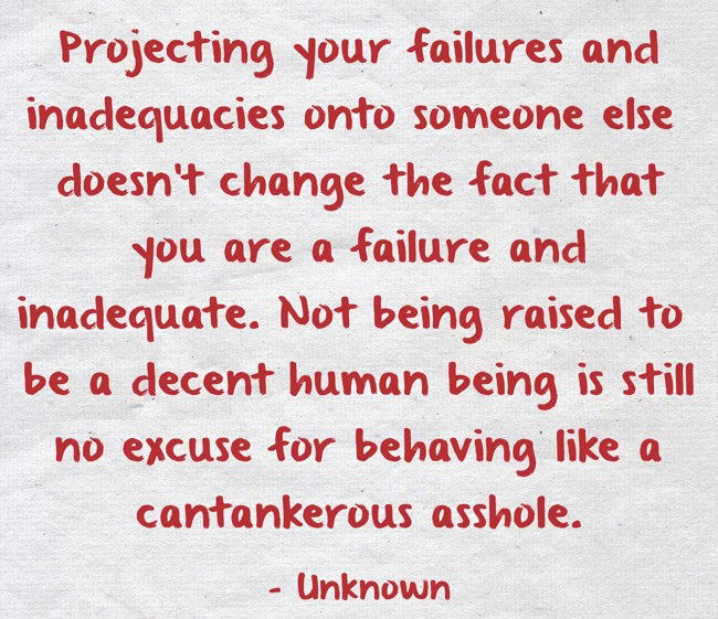 Projecting your failures and inadequacies onto someone else - Quozio