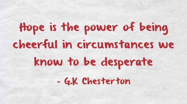 Hope is the power of being cheerful in circumstances we - Quozio