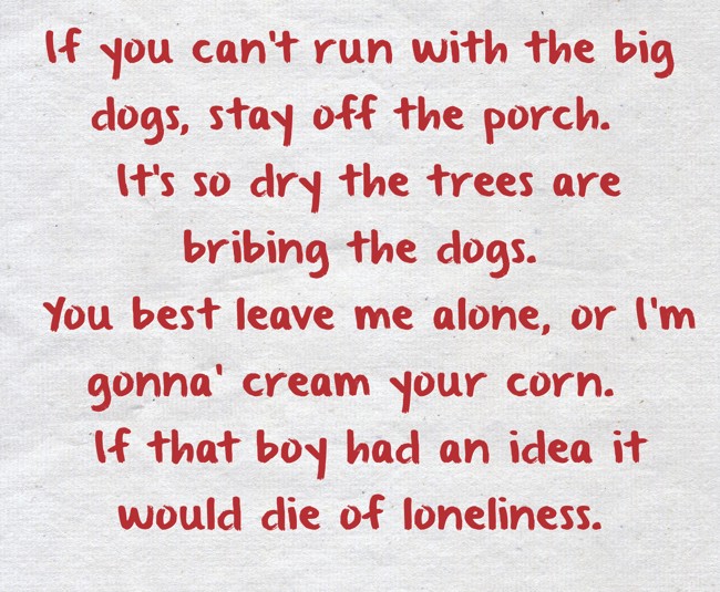 If you can’t run with the big dogs, stay off the porch. - Quozio