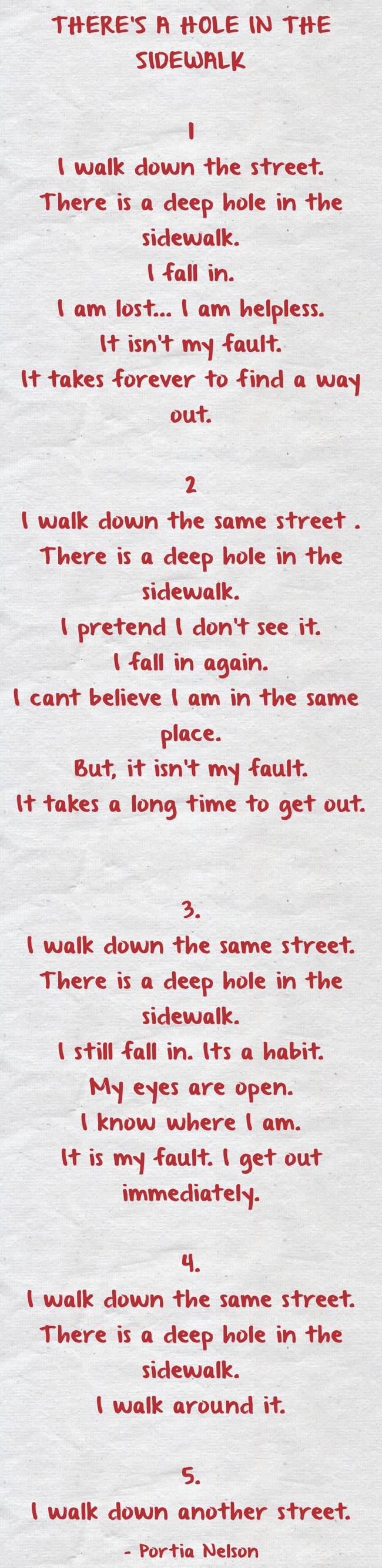 THERE'S A HOLE IN THE SIDEWALK 1 I walk down the street. - Quozio