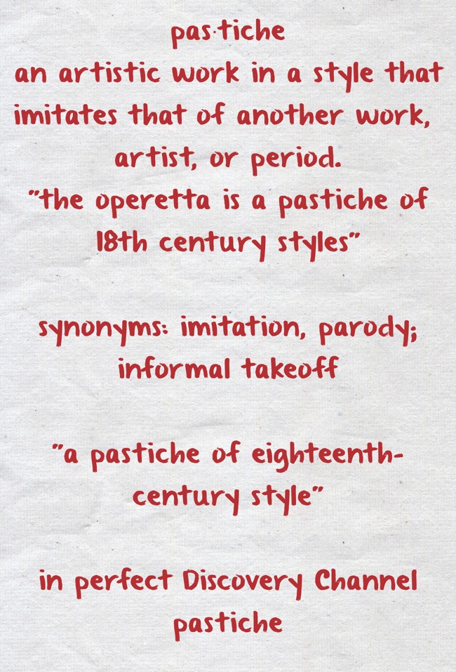 pas·tiche an artistic work in a style that imitates that of - Quozio