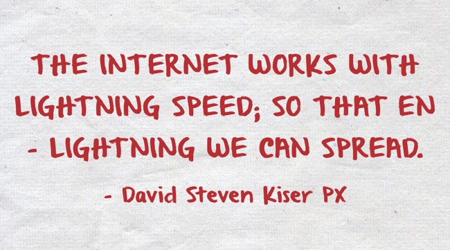 THE INTERNET WORKS WITH LIGHTNING SPEED; SO THAT EN - - Quozio