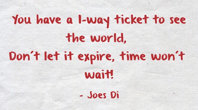 You have a 1-way ticket to see the world, Don´t let it - Quozio