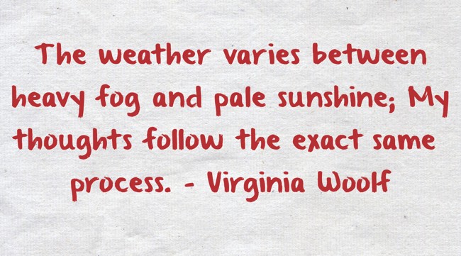 The weather varies between heavy fog and pale sunshine; My - Quozio