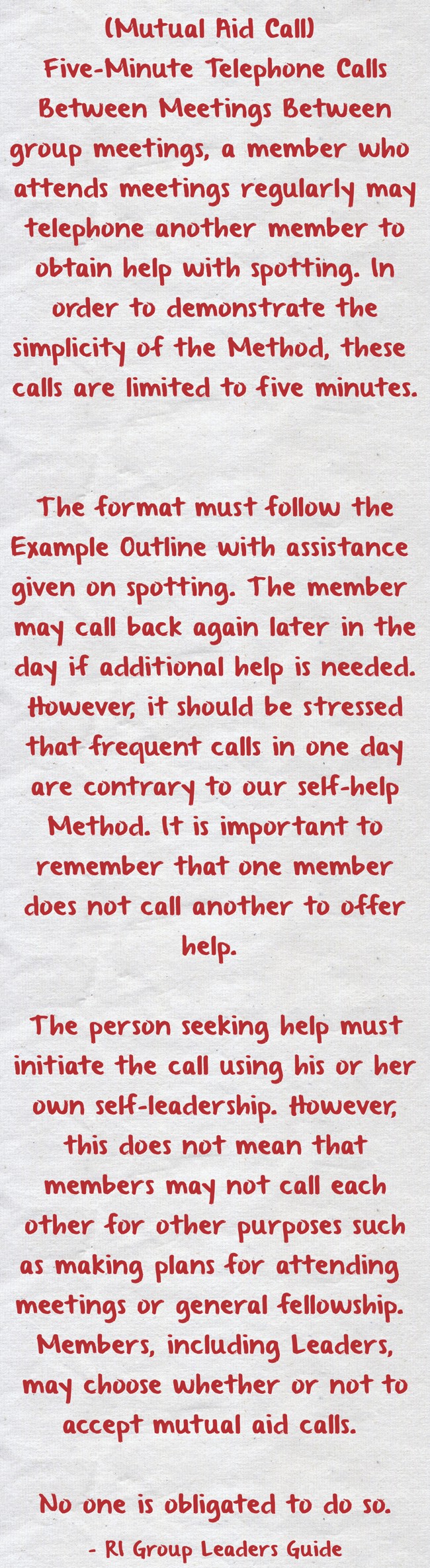 (Mutual Aid Call) Five-Minute Telephone Calls Between - Quozio