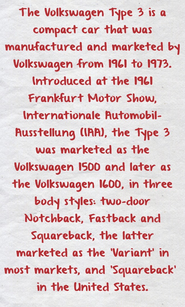 The Volkswagen Type 3 is a compact car that was - Quozio