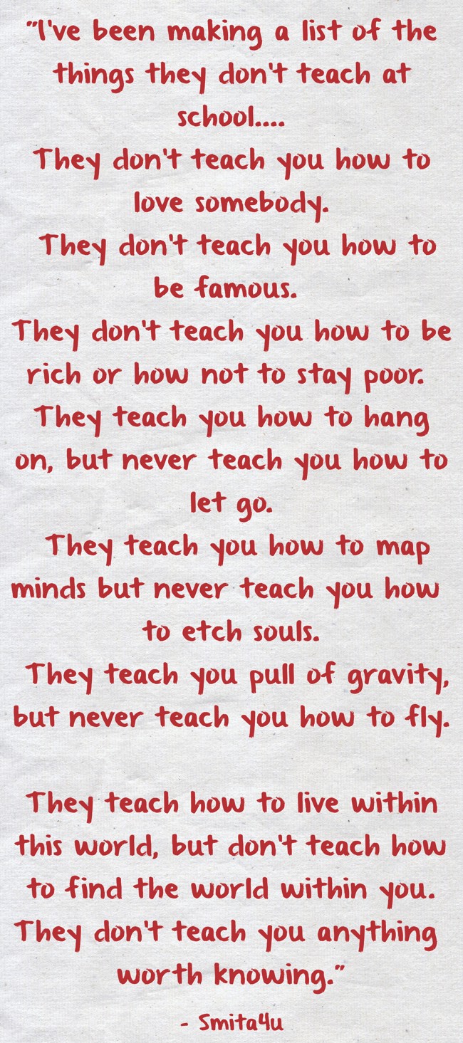 "I've been making a list of the things they don't teach at - Quozio