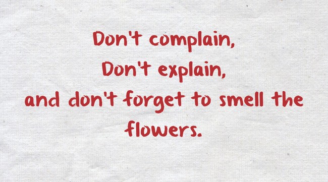 Don't complain, Don't explain, and don't forget to smell - Quozio