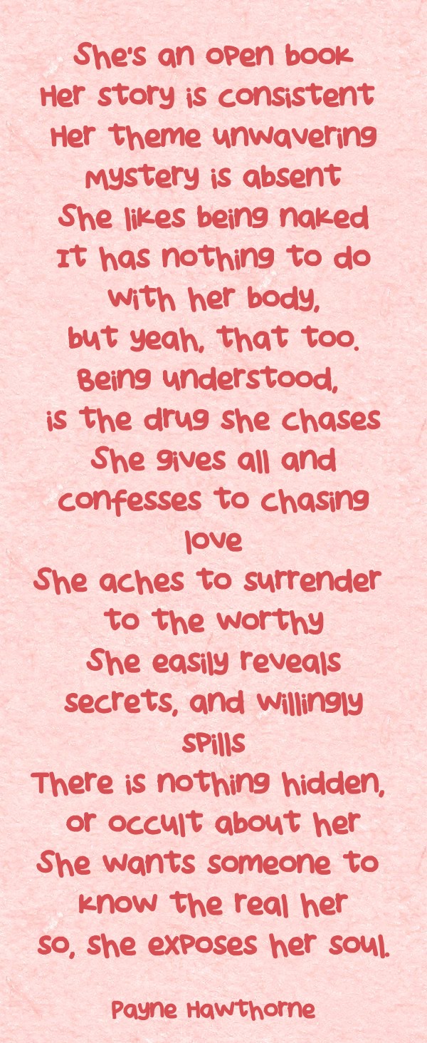 She’s an open book Her story is consistent Her theme - Quozio
