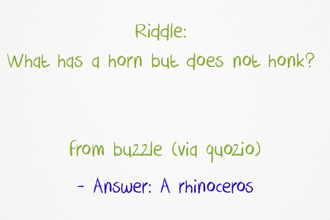 Riddle: What has a horn but does not honk? from buzzle (via - Quozio