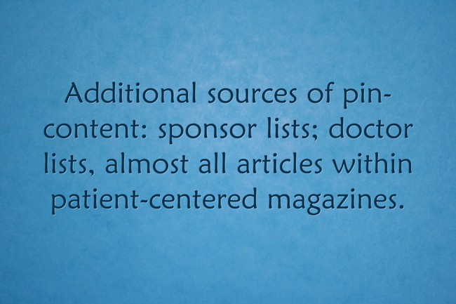 Additional sources of pin-content: sponsor lists; doctor - Quozio