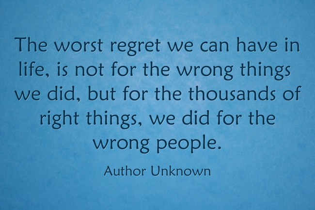 The worst regret we can have in life, is not for the wrong - Quozio