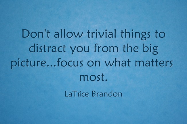 Don't allow trivial things to distract you from the big - Quozio