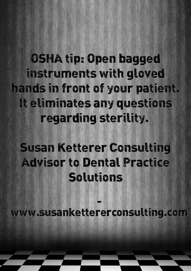 OSHA tip: Open bagged instruments with gloved hands in - Quozio