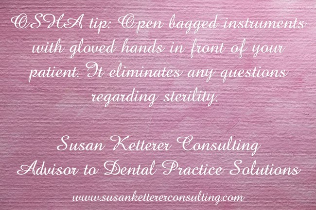 OSHA tip: Open bagged instruments with gloved hands in - Quozio